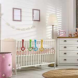 12 Pieces Baby Pull Up Rings Baby Crib Pull Rings 4 Color Baby Cot Hanging Rings Baby Walking Assistant Baby Walking Crib Hook Safety Toddler Pull Up Bar for Baby Infant Toddler