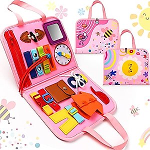 Buauty Busy Board Montessori Toys for 1 2 3 4 Year Old Toddlers, Sensory Toys Board Preschool Activities Learning Education Toys Baby Travel Toys for Kids Age 1-4, Gifts for Girls Boys 1 2 3 Year Old