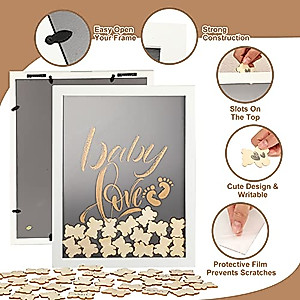 Unittype Baby Shower Guest Book Alternative 70pcs Bear Elephant Token Frame Baby Shower Favors Baby Keepsake Signature Book Picture Frame for Baby Birthday (Bear)