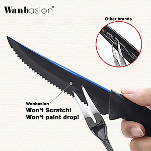 Wanbasion 8-Piece Steak Knife Set Dishwasher Safe, Steak Knife Set Stainless Steel, Kitchen Steak Knife Set Sharp - Scratch Resistant & Rust Proof