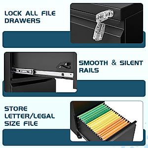 MIIIKO 2 Drawer File Cabinet on Wheels, Home Office Mobile Under Desk with Lock, Vertical Files Drawers for Legal/Letter/A4