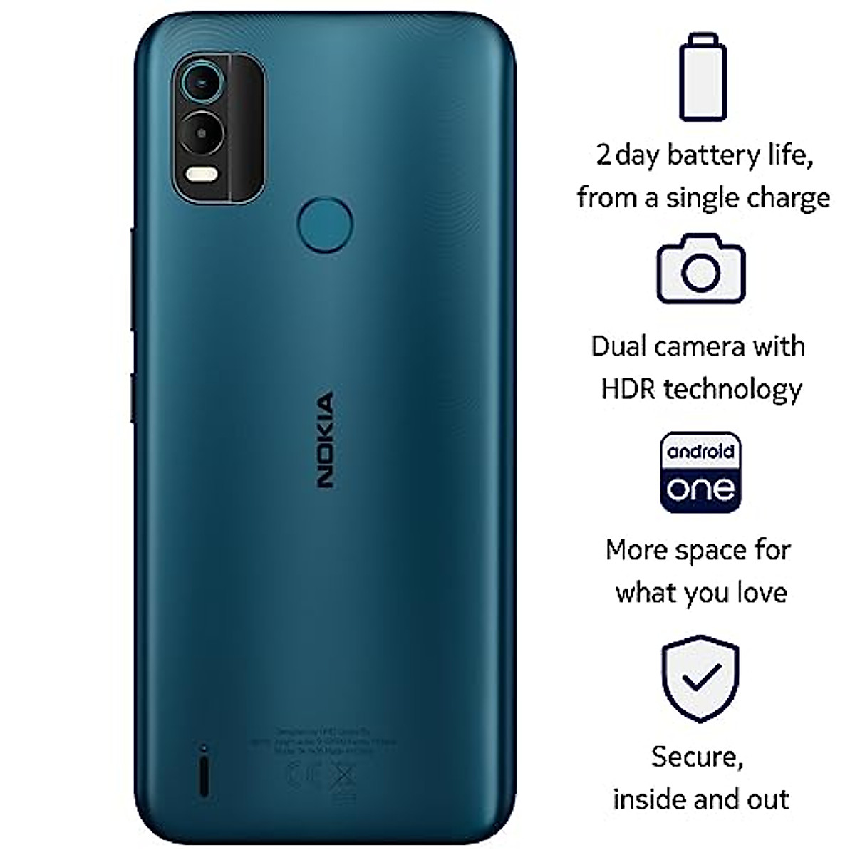 Nokia C21 Plus | Android 11 (Go Edition) | Unlocked Smartphone | 2-Day Battery | Dual SIM | 2/64GB | 6.52-Inch Screen | Cyan