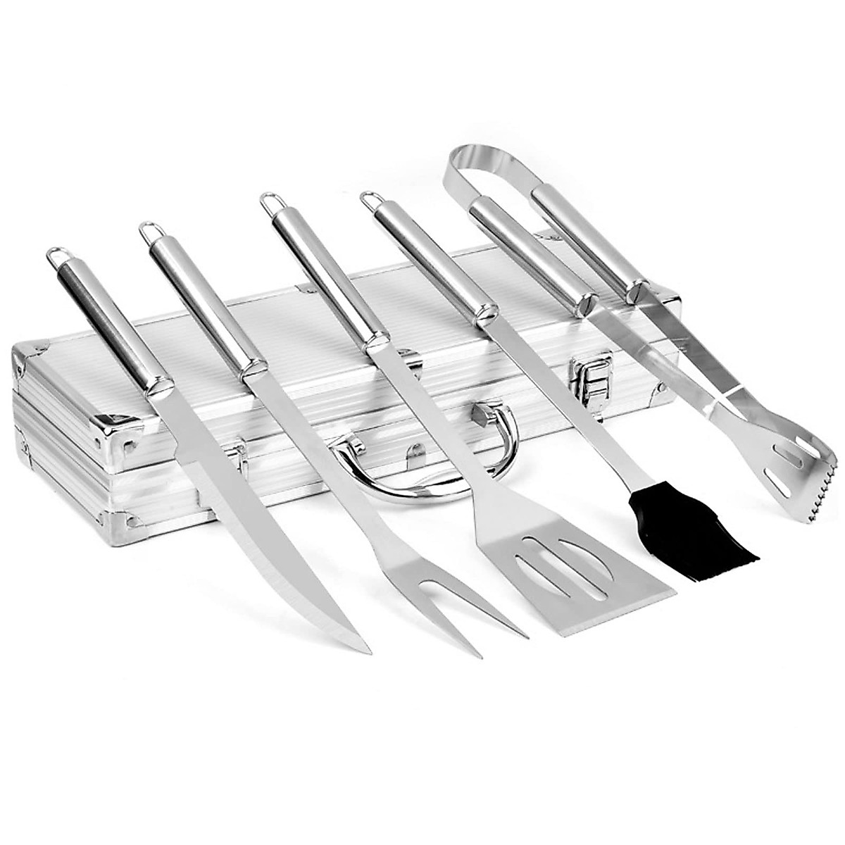 CYXI 5 PCS Barbecue Tool Set with Portable Compact Carry Case,Grill Accessories, Grilling Utensil Kit,for Travel, Picnics, RVs, Camping, BBQs, Parties