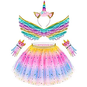 STOPKLAS Little Girls Dress Up Costume Set, Fairy and Mermaid Princess Dress up Trunk with Accessories 19pcs Girls Pretend Play Costume for Girls 3-6