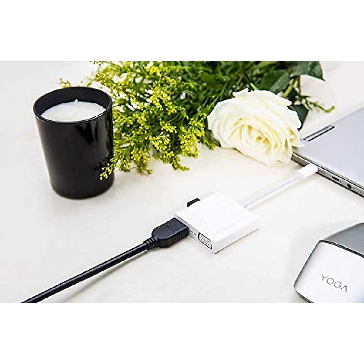 Lenovo USB-C 3-in-1 Travel Hub, 4K HDMI, VGA, USB 3.0, Plug and Play, Only 0.08 lbs, GX90T33021, White