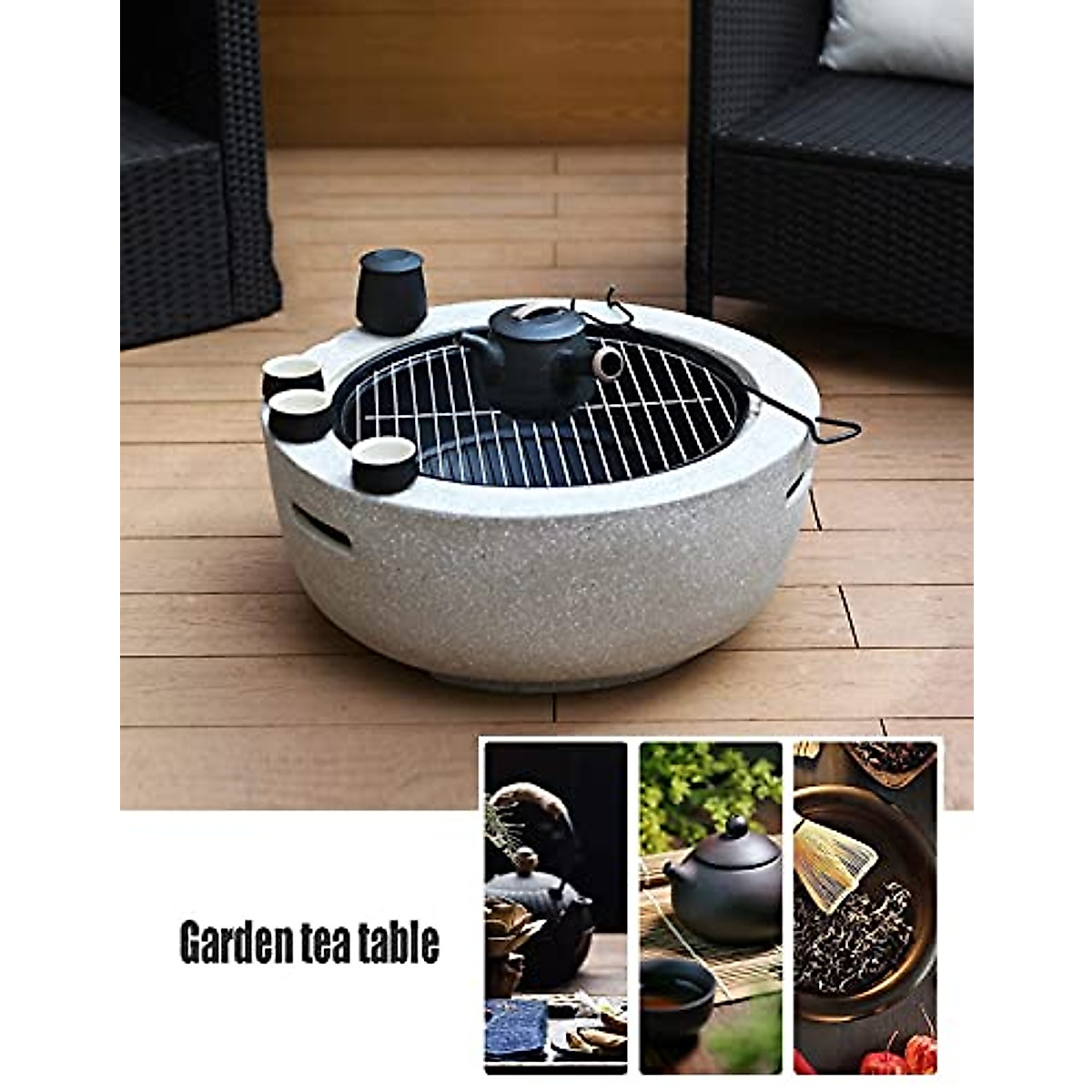 LEAYAN Garden Fire Pit Grill Bowl Grill Barbecue Rack Fire Pits Outdoor Garden Burning Fire Pit BBQ Grill Table - 23“, Outdoor Burning Fire Bowl with Spark Screen Cover and Poker