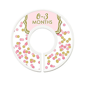 Modish Labels Baby Clothes Size Dividers, Baby Closet Organizers, Size Dividers, Baby Closet Organizers, Closet Dividers, Clothes Organizer, Girl, Pink, Gold, Confetti, Dots, Clean Modern (Baby)