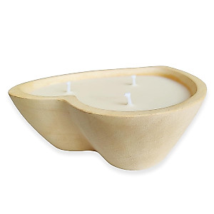 BestySuperStore 6” Heart Shaped Wooden Bowl Lavender Scented Soy Wax Candle - 3 Wicks 5 oz Decorative Dough Bowls Candles for Anniversary Engagement Wedding Birthday Valentine Christmas Gifts