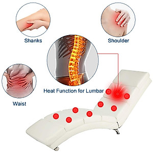 YOLENY Massage Chaise Lounge,Electric Recliner Heated Chair,Ergonomic Indoor Chair, Modern Long Lounger for Office or Living Room,PU&White…