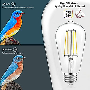 WIHTU Dimmable Vintage LED Edison Bulbs, 8W Equivalent 100W, ST64 Antique LED Filament Bulbs, LED Light Bulbs with 95+ CRI, Warm White 2700K, 1200lumens, E26 Medium Base, Clear Glass, Pack of 4