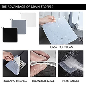 SUQMZAK Tub Stopper Silicone Drain Stopper,Bathroom Drain Anti-Odor Mat,Shower Drain Stopper for Bath, Kitchen Sink Cover for Bathroom Toilet Kitchen and Laundry 3 Pieces(Grey、White、Black) …