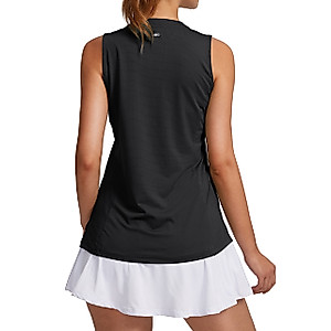 Obla Women's Sleeveless Golf Shirt V-Neck Lightweight Quick Dry Tennis Tank Tops Polo Shirts for Women(Black_L)