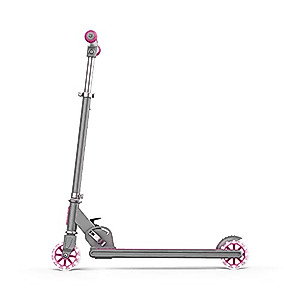 Jetson Scooters - Leo Kick Scooter (Pink) - Collapsible Portable Kids Push Scooter - Lightweight Folding Design with High Visibility RGB Light Up LEDs Wheels and Adjustable Height Handlebars