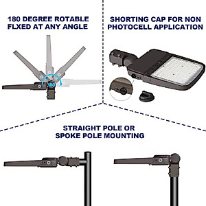 CINOTON 200W LED Parking Lot Pole Lighting-UL Listed, 28000LM Waterproof IP65 LED Parking Lot Lights with Slip Fit Mount, Dusk to Dawn Photocell 5000K Daylight 140 LM/W LED Shoebox Area Light