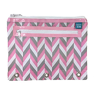Pen+Gear Chevron Print 3 Ring Binder Zip Pouch, Pink Multi