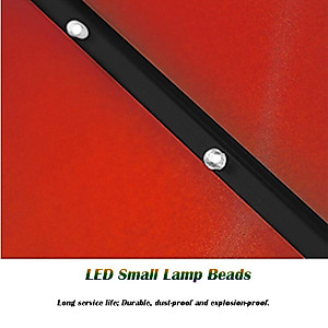 Garden Parasols with Solar LED Lights, 8 Steel Ribs, Tilt Mechanism, Base not Included, for Balcony Terrace Garden Outdoor