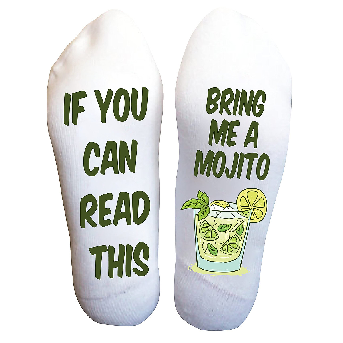 Funky Fun Socks With Sayings: Handcrafted Novelty Delights for All Ages, Versatile Sizing for Sizes 6-14, Exceptional Comfort & Durability, Beverage Themed Collection- Bring Me A Mojito
