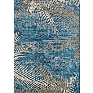 Couristan Monaco Tropical Palm Indoor/Outdoor Area Rug, 7'6" x 10'9", Ocean