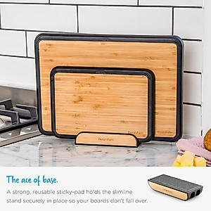 Dreamfarm Set of Fledge Bamboo | Two Double Sided Cutting Boards with Juice Grooves | With Non-Slip Rubber Feet | Transport & Serve Food from Counter to Pot with Flip Up Edges | Bamboo