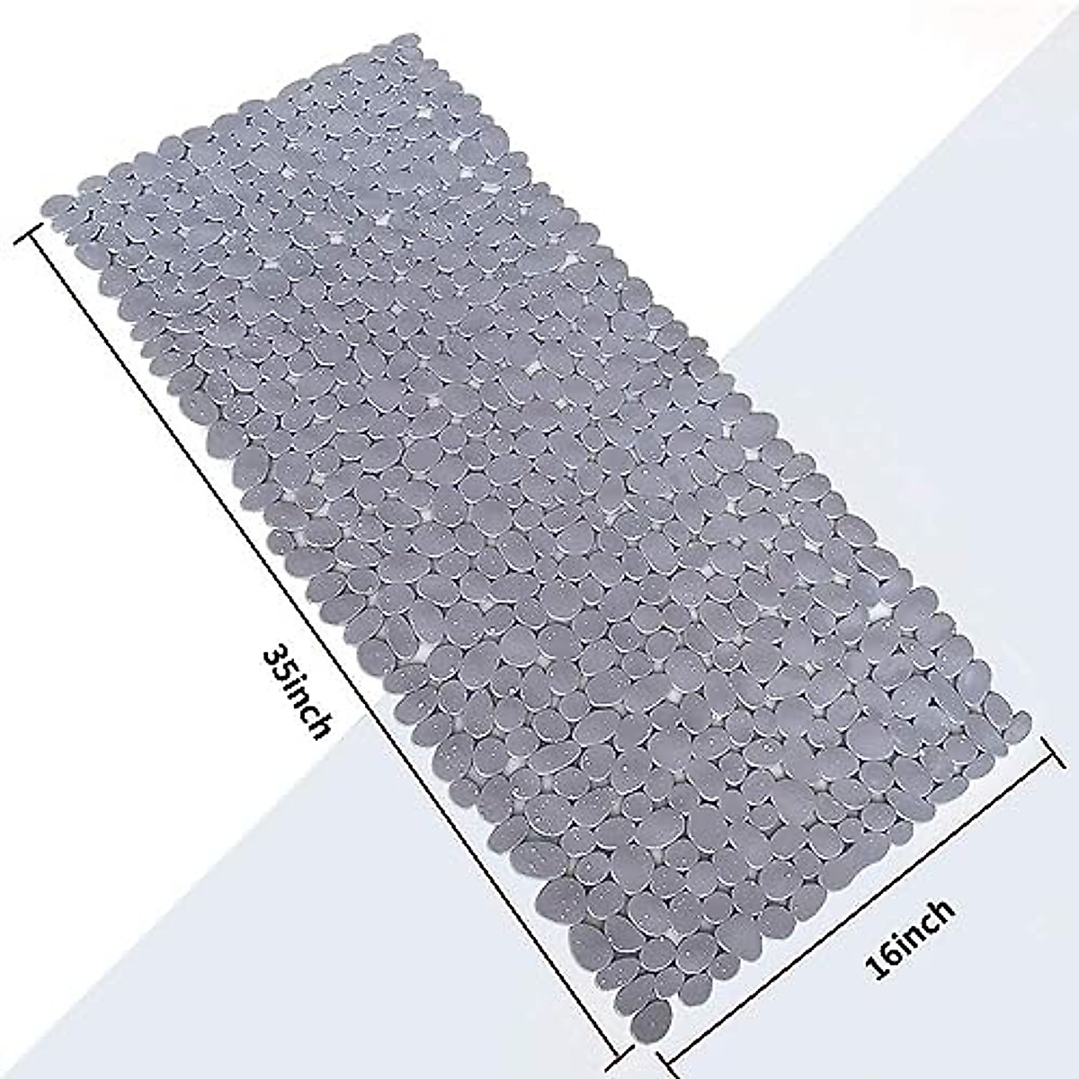 Bathtub Mat Non Slip 2 Pack, 35 x 16 Inches Pebble Shower Mat with Suction Cups and Drain Holes, Bath Mat for Shower,Bathroom tub (Grey)
