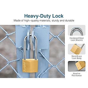 Puroma 1 Pack Keyed Padlock Waterproof Solid Brass Lock, 2.6 Inch Padlock with Keys for Sheds, Storage Unit School Gym Locker, Fence, Toolbox, Hasp Storage
