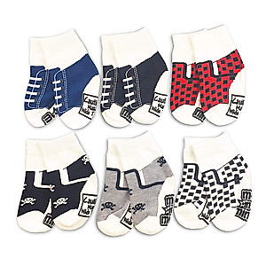 Baby Boy 6-Pair Gift Socks -Sneaker Set #1- Shoe Sneaker Cute Infant Newborn Fun, Assorted, 12-24 Months