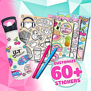 ACTIVITY KINGS iLY Insulated Hydro Water Bottle With Straw For Girls & Boys | Eco-Friendly, BPA Free | Dishwasher Safe | (2 Markers, 60 Stickers, Kids 6+)