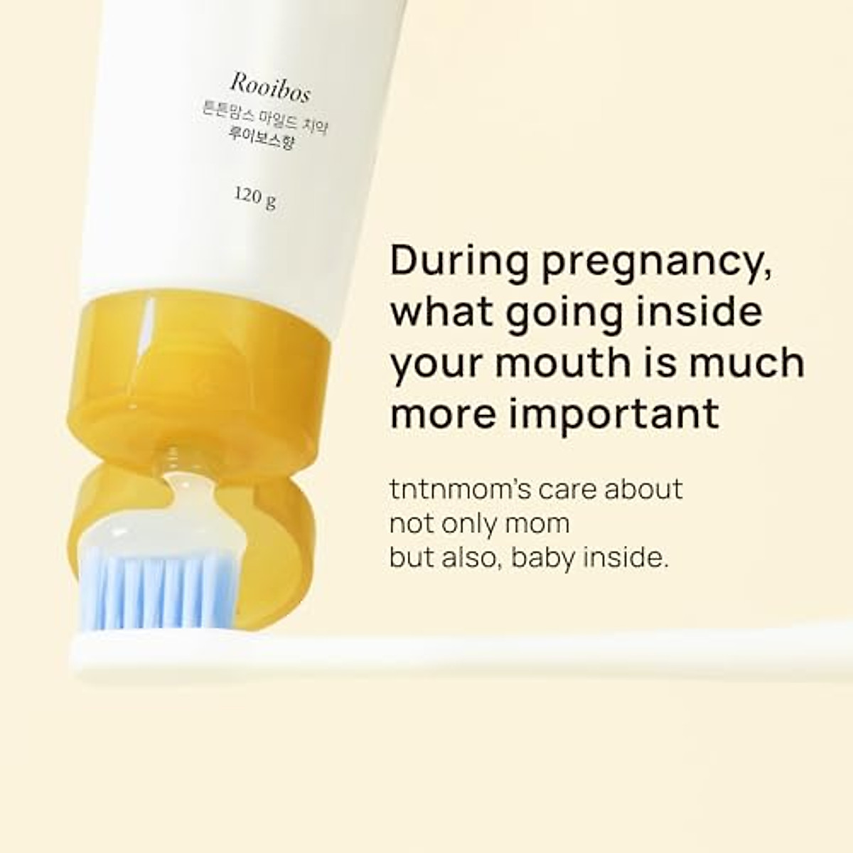 TNTNMOM'S Vegan Toothpaste for Pregnancy | Fluoride-Free, Folic Acid & Vitamin B6 Enriched | Prevents Tooth Decay, Plaque & Gum Issues | Gentle Formula for Morning Sickness Support | Rooibos, 4.2oz