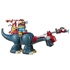 Chomp Squad Playskool Blazeasaurus and Sparks McKenzie, 20-Inch Brachiosaurus Dinosaur Firefighter Toy and Action Figure for Kids 3 and Up