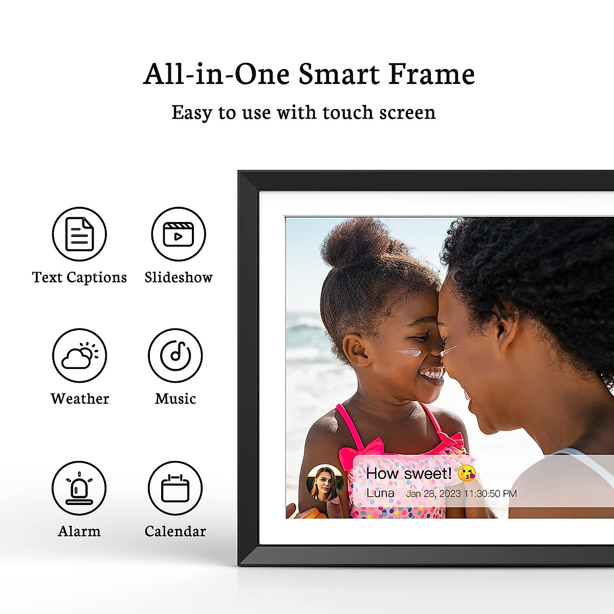 BSIMB 2K WiFi Digital Picture Frame with Ultra-Clear Display, 9.7 Inch Electronic Photo Frame, IPS Touch Screen, Instantly Share Photos&Videos Via Email/App, Gift for Mother's Day