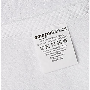 Amazon Basics Quick-Dry Washcloth 100% Cotton - 12-Pack, White