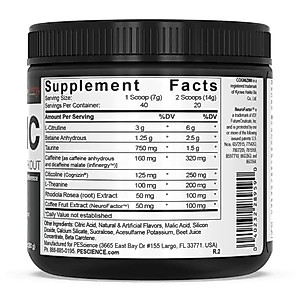 PEScience Prolific Pre Workout Powder, Sour Peach Candy, 40 Scoop, Energy Supplement with Nitric Oxide, KK Fit Signature Flavor