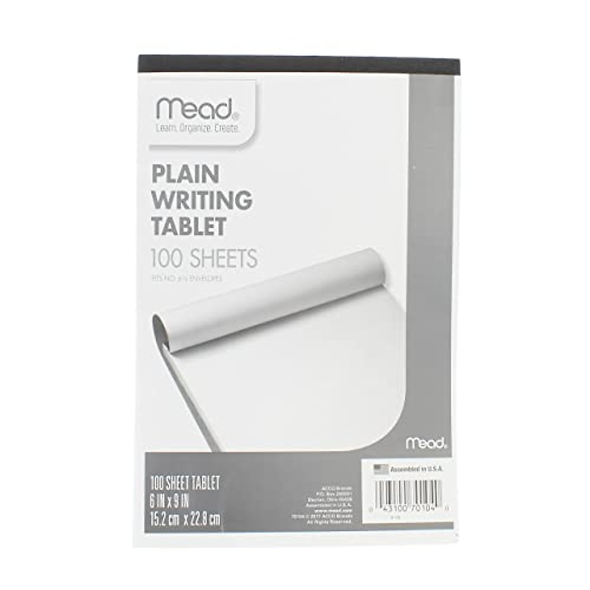 Mead Writing Tablet, 6" x 9" Paper Pad, Plain Note Pad, 100 Sheets (70104)