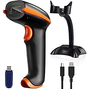 Tera Barcode Scanner Wireless 1D Laser Scanner 2-in-1 (2.4Ghz Wireless+USB 2.0 Wired) Handheld Bar Code Scanner Reader, IP54 Shockproof, for Store, Supermarket, Warehouse, Library