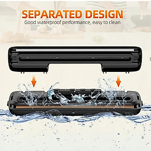 Vacuum Sealer Machine - Food Vacuum Sealer Automatic Air Sealing System for Food Storage Dry and Moist Food Modes with 10Pcs Seal Bags Starter Kit (Black)