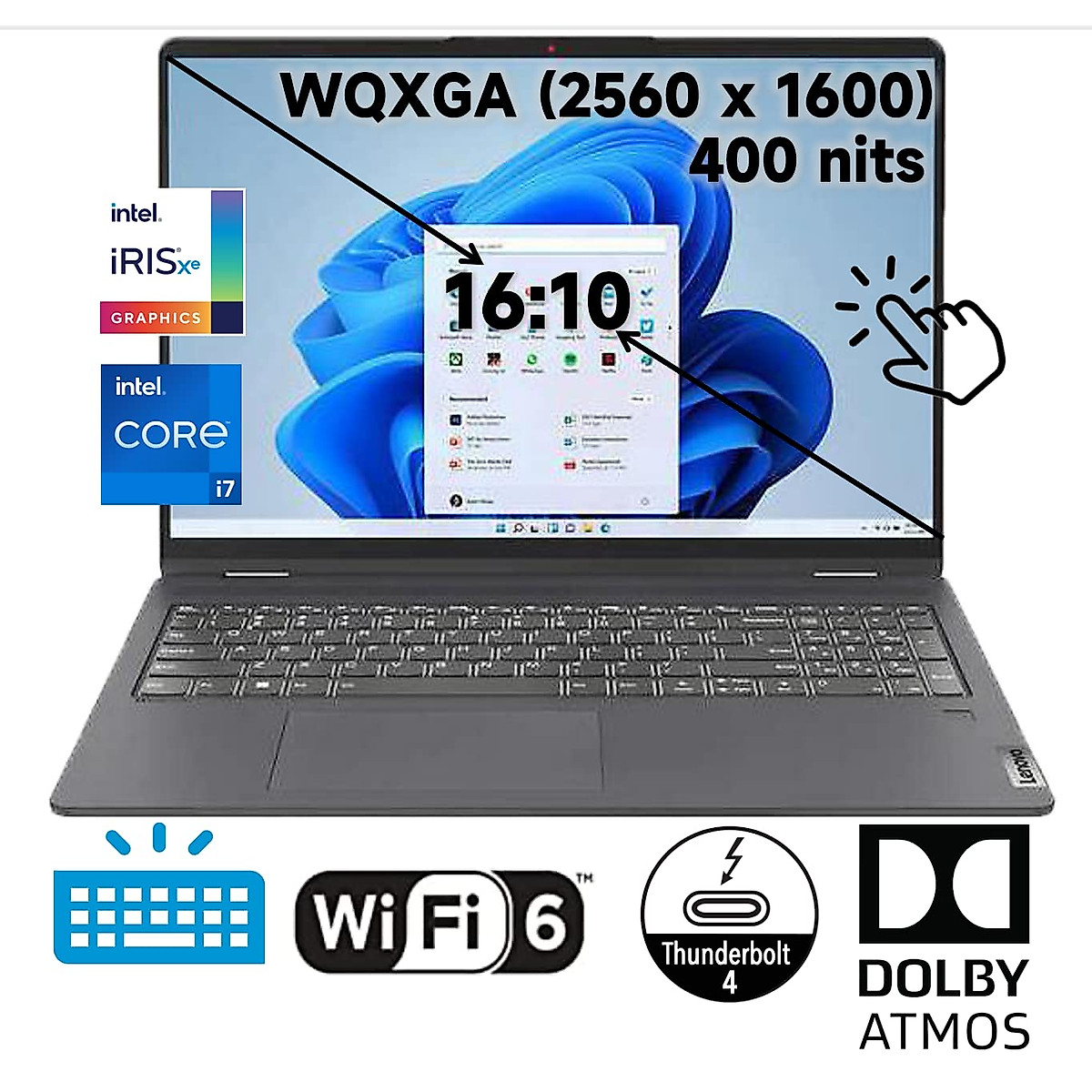 Lenovo Flex 5 16" 2-in-1 WQXGA (2560 x 1600) 16:10 Touchscreen Laptop, 10-Core i7-1255U, 400nits, 100% sRGB, Backlit KB, Wi-Fi 6, win11, Thunderbolt 4, w/HDMI (16GB RAM | 1TB PCIe SSD)