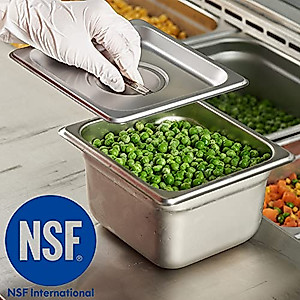 CURTA 6-Pack 1/6 Size Slotted Steam Table Pan Cover, Lid with Handle, NSF, Hotel Pan Cover, Catering Food Pan Cover