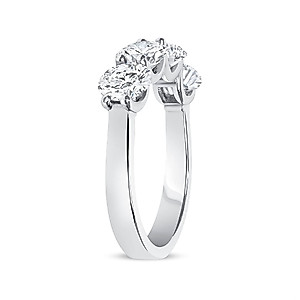 Beverly Hills Jewelers 2 Carat Round Brilliant Cut Moissanite Four Stone Wedding Band Ring for Women I 14k White Gold Ring (G-H, VS, cttw, DEW) Promise Anniversary Ring Size 8 Made in USA