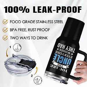 NIAXAUYT Gifts for Uncle, Uncle Tumbler 40oz With Handle, Uncle Gifts From Niece Nephew, Funny Uncle Gifts for Father's Day Birthday Christmas, Best Uncle Gifts for New Uncle Funcle Coffee Mug