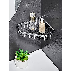 SANLIV Corner Shower Caddy Basket,Shampoo Holder for Shower Wall,Inside Shower Shelf Bathroom Organizer,Solid Brass Material in Polished Chrome