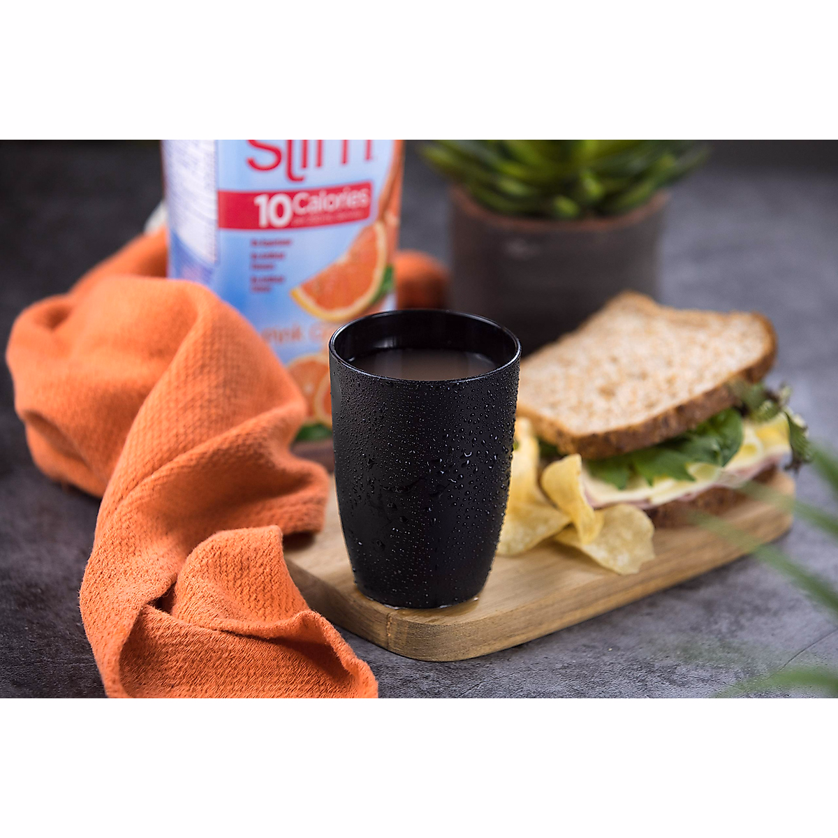 Coza- Unbreakable, Durable and Reusable Cozy Cups- for Water, Cold Drinks and Hot Drinks- BPA FRee- Set of 6 (9.3 oz each) (Set of 6, Black)