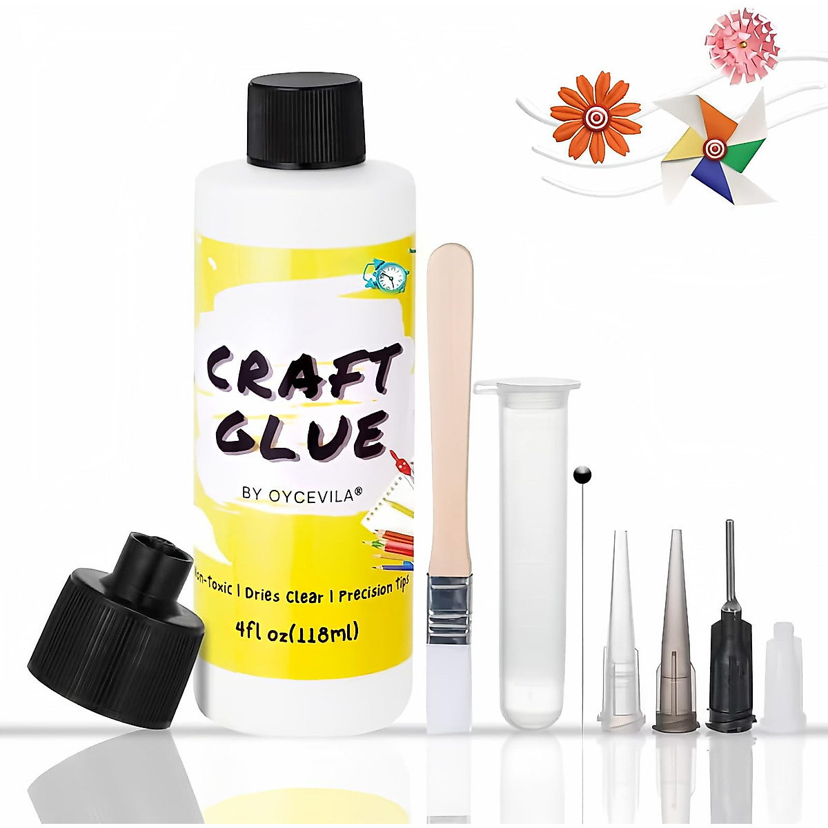 4 Ounces Craft Glue Quick Dry Clear, Precision Craft Glue with 4 Pcs Tips, Anti-Wrinkle Crafting Glue, Craft Glue Bottles with Fine Tip Perfect for Paper Crafts, Card Making and More