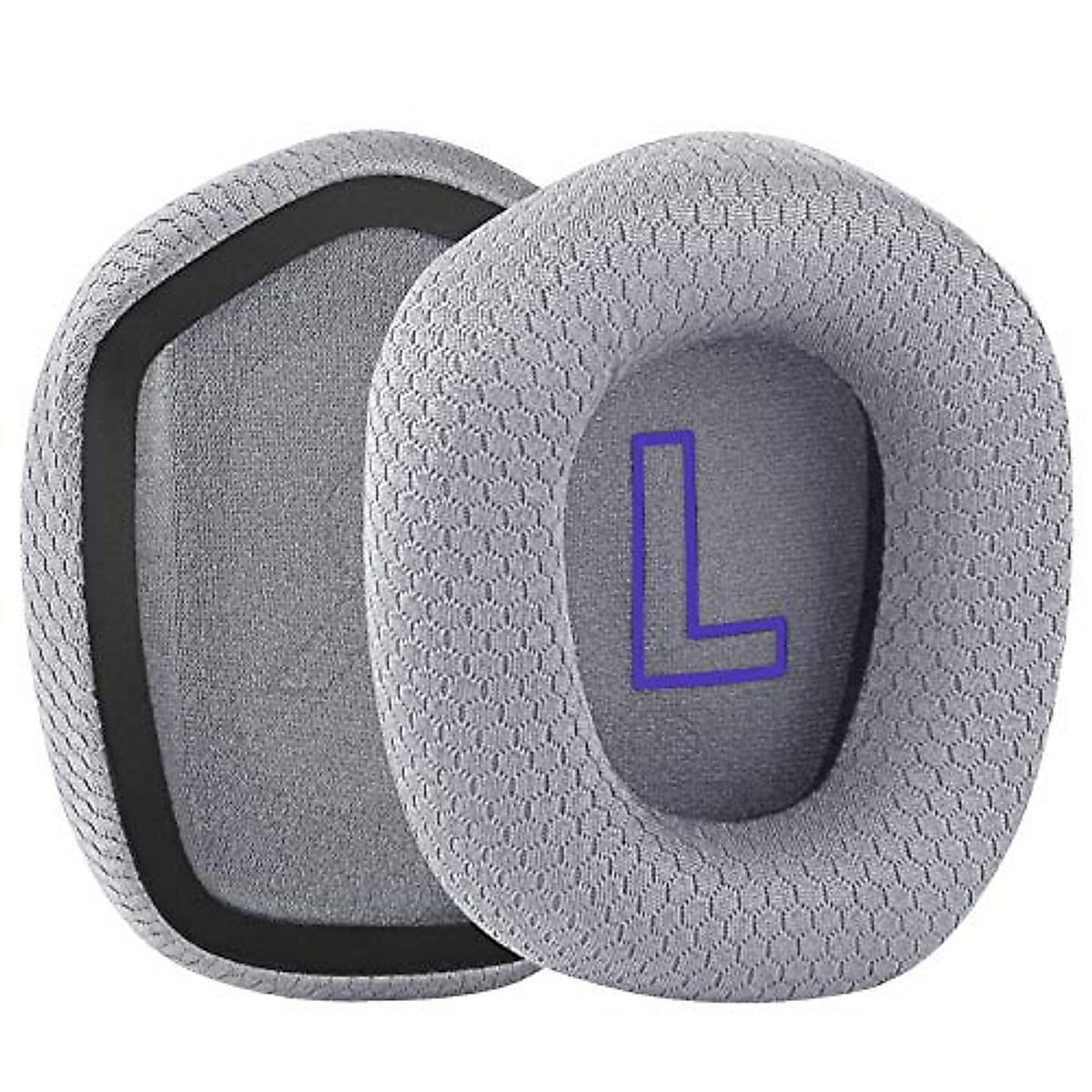 Geekria Comfort Mesh Fabric Replacement Ear Pads for Logitech G733 Headphones Earpads, Headset Ear Cushion Repair Parts (Grey)