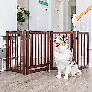 Primetime Petz 360 Configurable Dog Gate with Door – Indoor Freestanding Walk Through Wood Pet Gate,Walnut