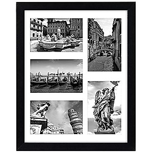 Americanflat 7 Pack Gallery Wall Set | Displays One 11x14, Two 8x10, and Four 5x7 inch photos. Shatter-Resistant Glass. & 11x14 Collage Picture Frame in Black with Five 4x6 Picture Displays