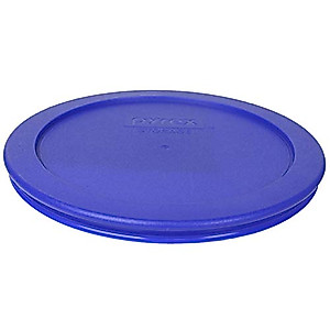 Pyrex 7201-PC 4 Cup (1) Sapphire Blue, (1) Marine Blue, & (1) Blue Round Plastic Food Storage Replacement Lid, Made in USA