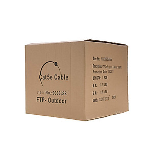 Cables Direct Online 1000FT Direct Burial CAT5e FTP Shielded Outdoor 24 AWG UV Resistant Cable Copper Clad Aluminum Wire Solid Weatherproof
