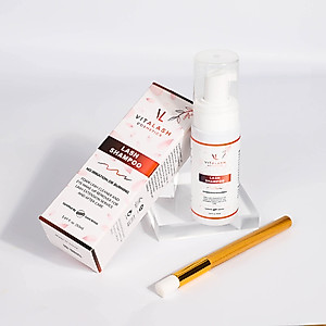 Vitalash Cosmetics Lash Extension Cleanser - Lash Shampoo for Lash Extensions - Lash Foam Cleanser for Extensions - Safe & Irritation Free - 50ML/1.69FL.oz + Brush