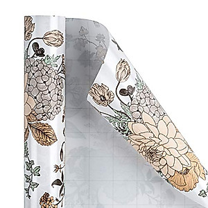 WRAPAHOLIC Wrapping Paper Roll - The Vintage Floral Printed on White Pearlized Paper,Perfect for Wedding, Birthday, Holiday, Baby Shower Wrap - 30 inch x 33 feet