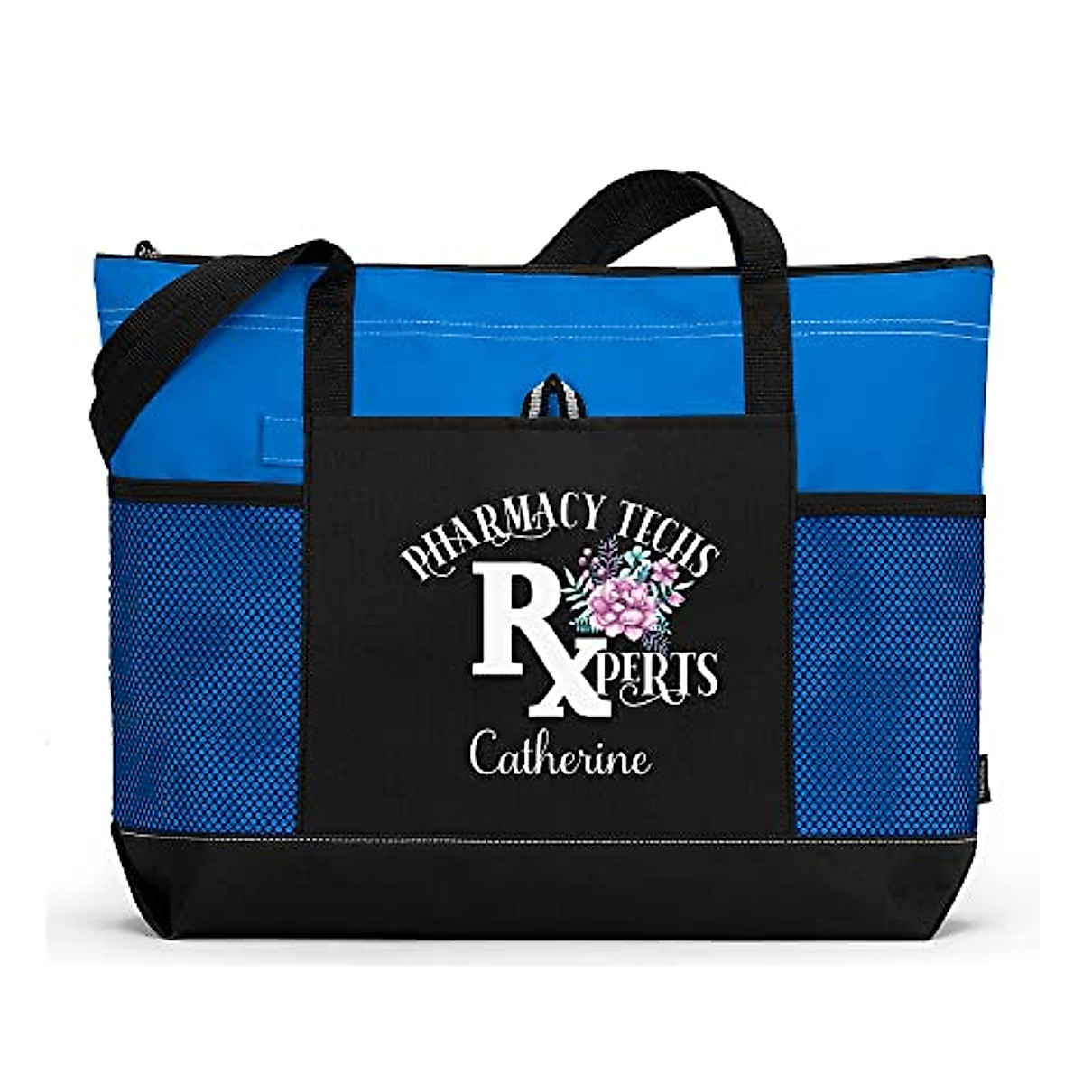 Pharmacy Techs Rxperts Personalized Printed Tote Bag with Mesh Pockets